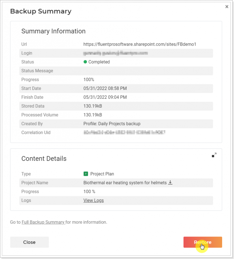 Backup and Restore Projects in Microsoft Project Online - FluentPro Software